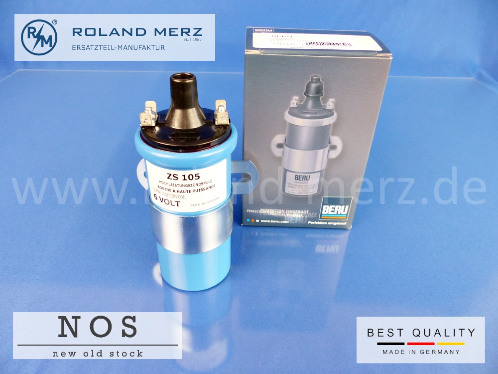 ZS105 6 Volt Beru Zündspule Anschlüsse M5 Qualitätsprodukt aus deutscher Produktion NOS ...